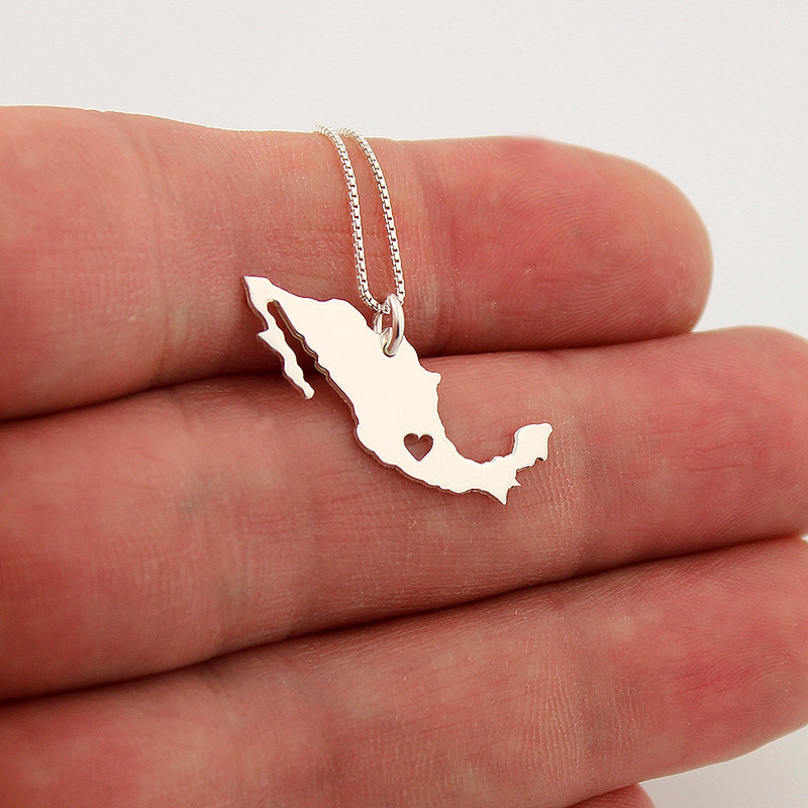 Mexico Necklace Sterling Silver I Love Mexico Necklace With - Etsy