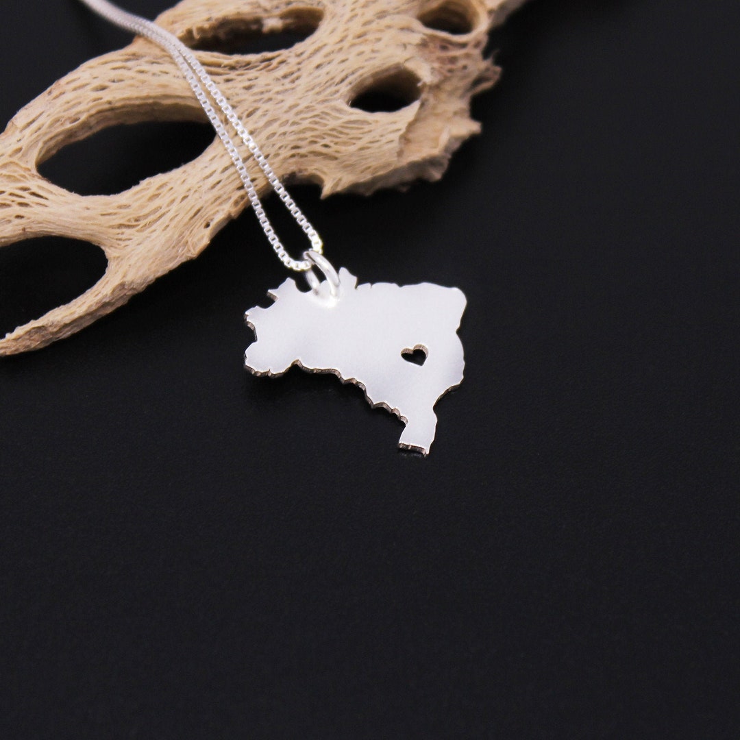 Brazil Necklace Engravable Sterling Silver Personalized I Love Brazil ...