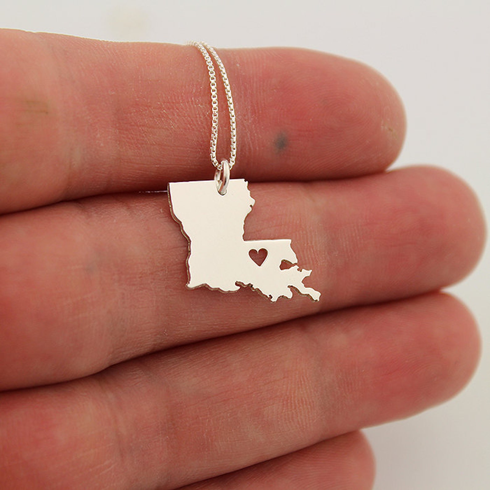 Louisiana Necklace Sterling Silver Louisiana State Necklace - Etsy
