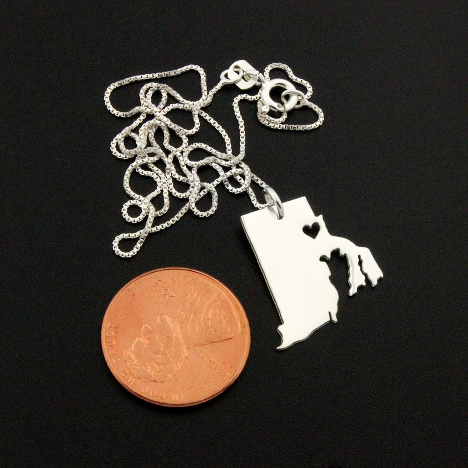 Engraveable Sterling Silver Rhode Island State Necklace With Heart - Etsy