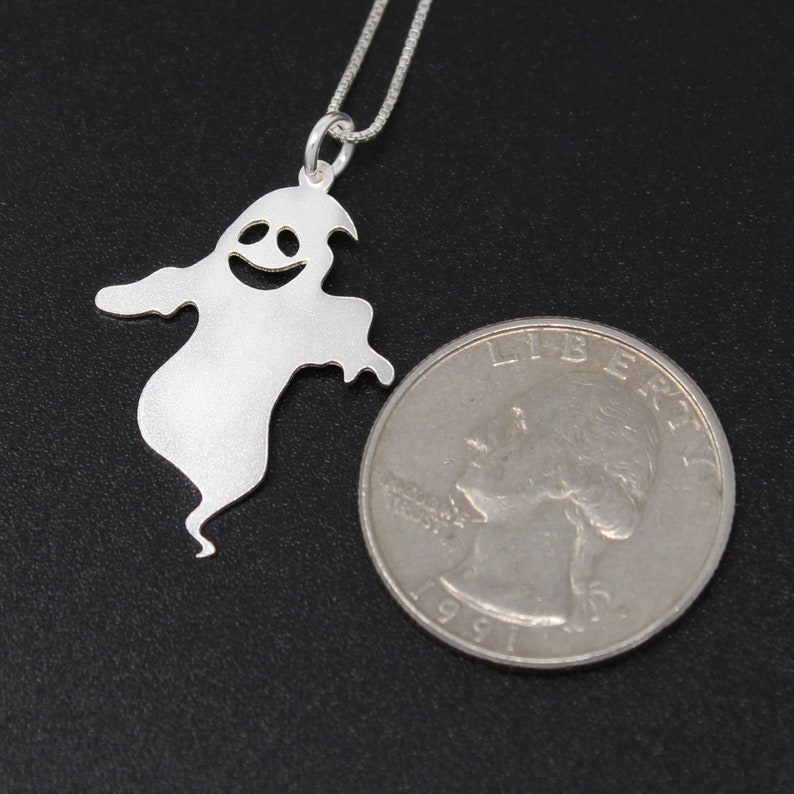 Halloween Ghost Necklace: Sterling Silver Pendant With Box Chain - Etsy