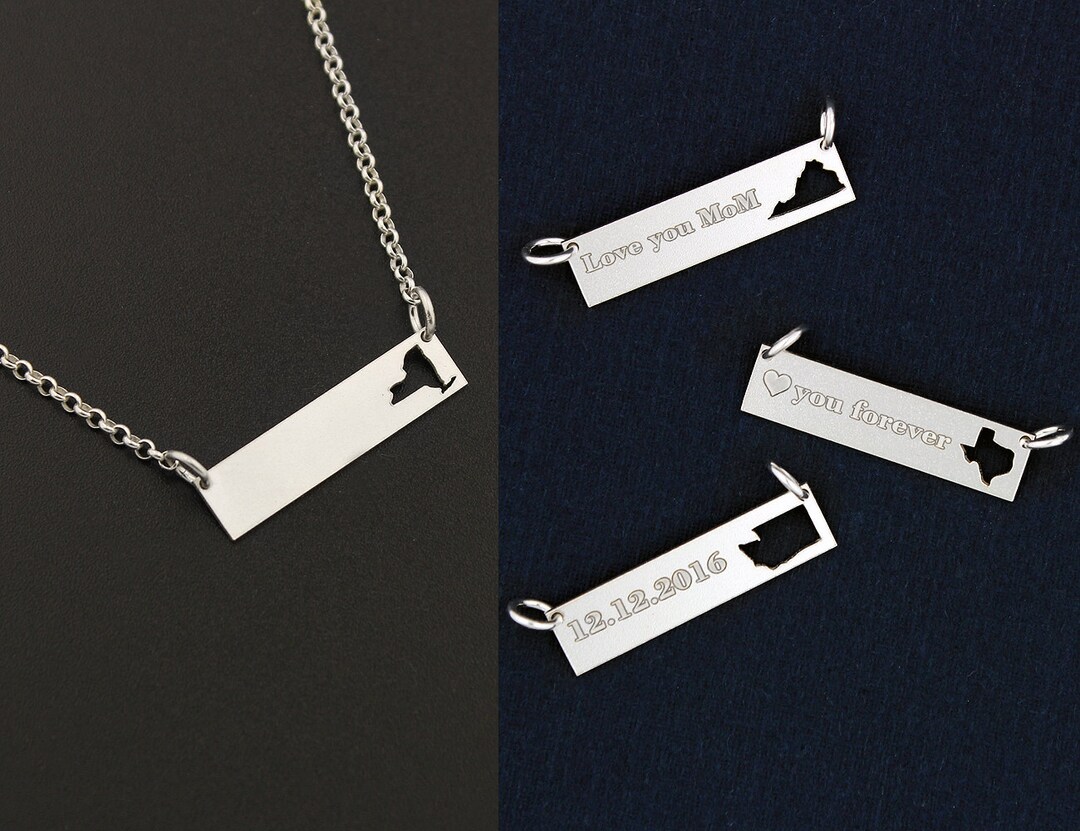 New York Bar Necklace State Necklace Personalize Necklace Italian Rolo ...