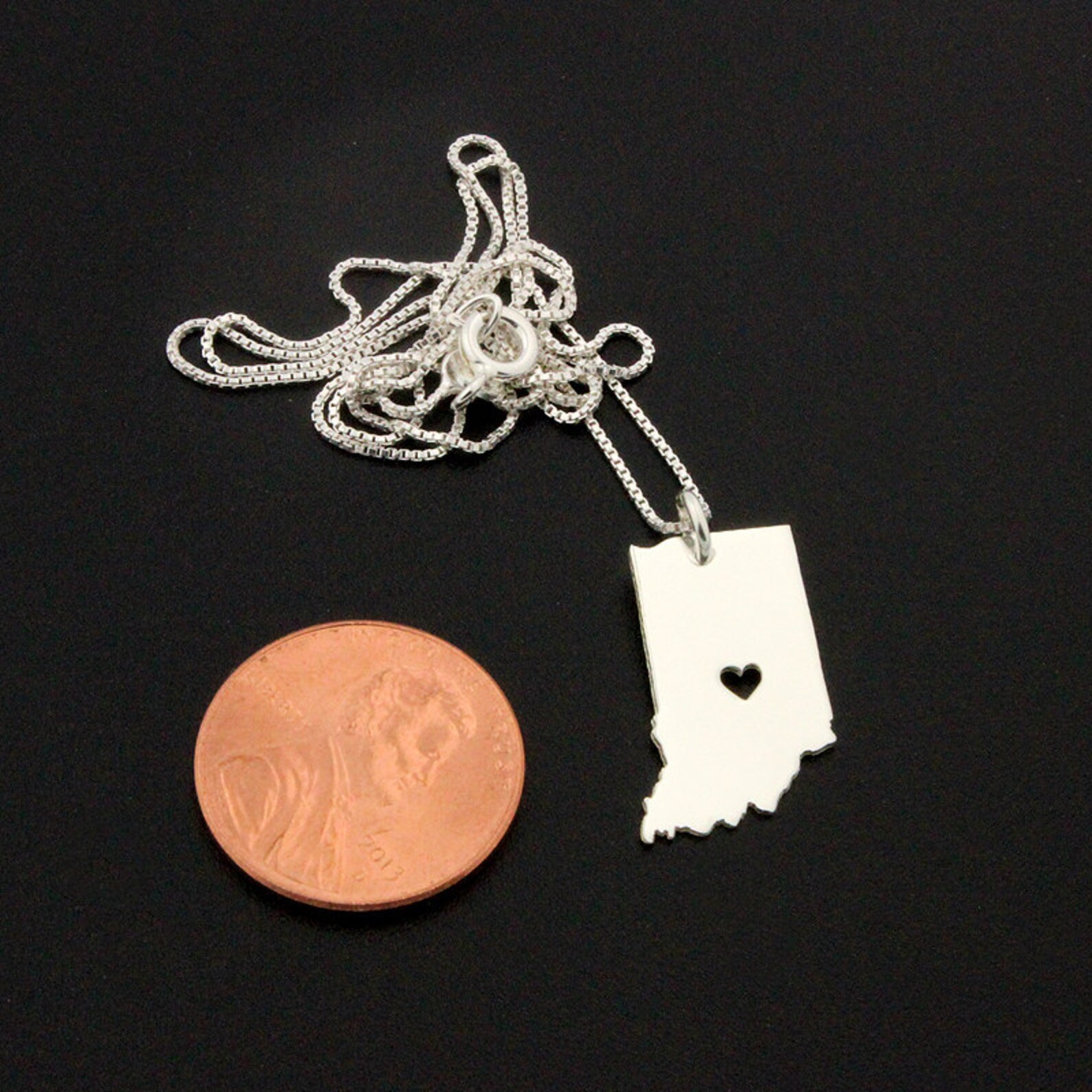 Indiana State Necklace Personalized Indiana Sterling Silver - Etsy