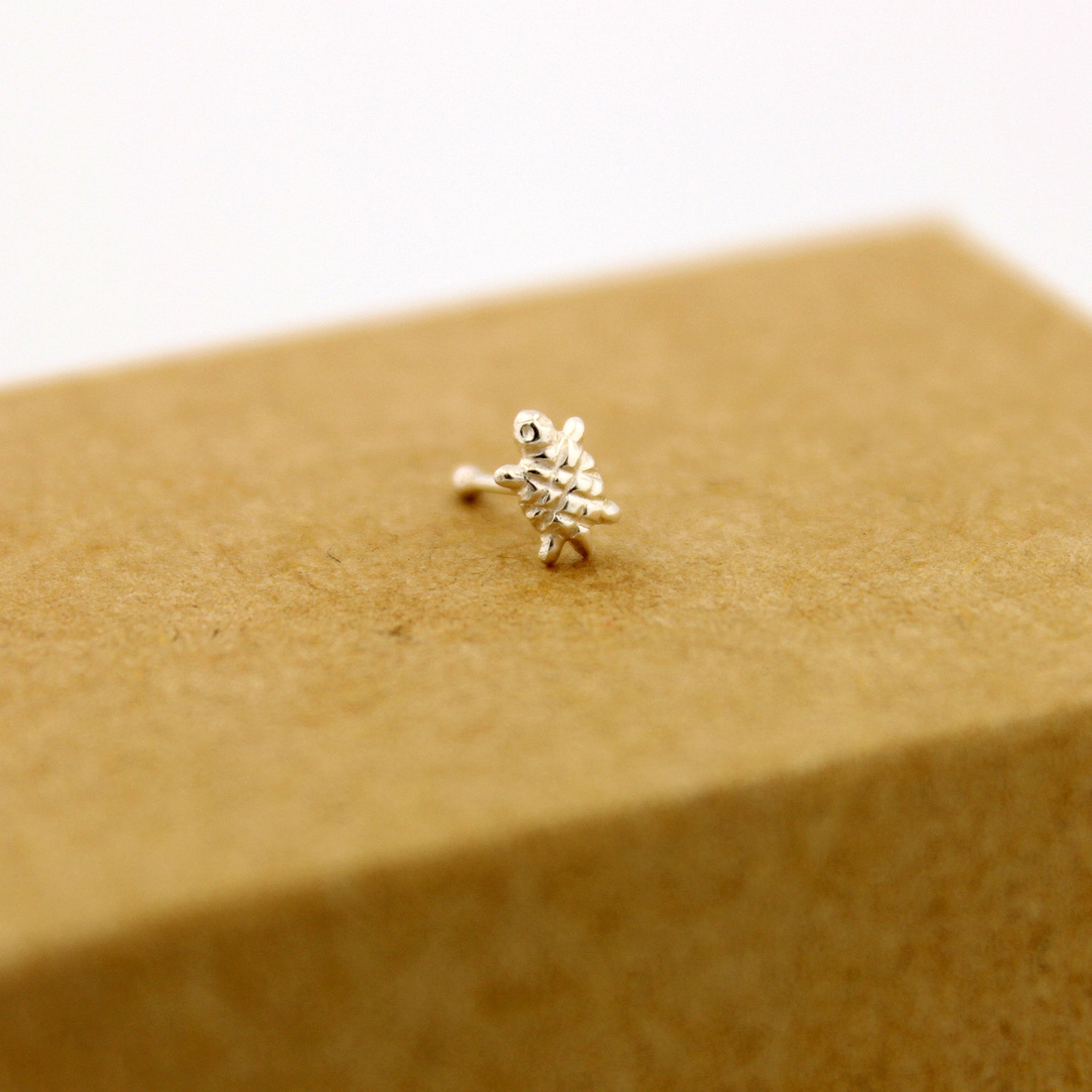 Sterling Silver Nose Ring Turtle Design Silver Nose Stud Ball End N13 ...