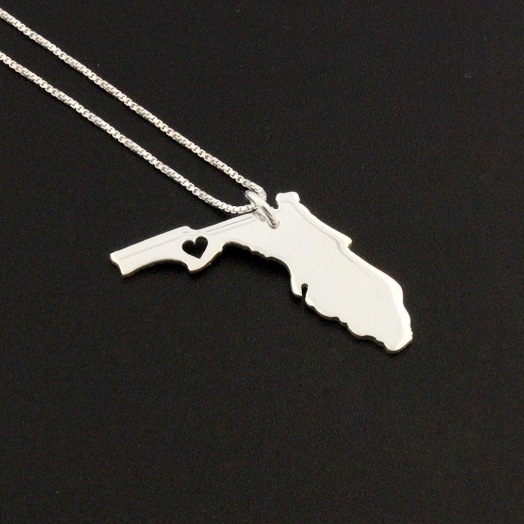Personalized Florida State Necklace, Sterling Silver Hometown Gift - Etsy
