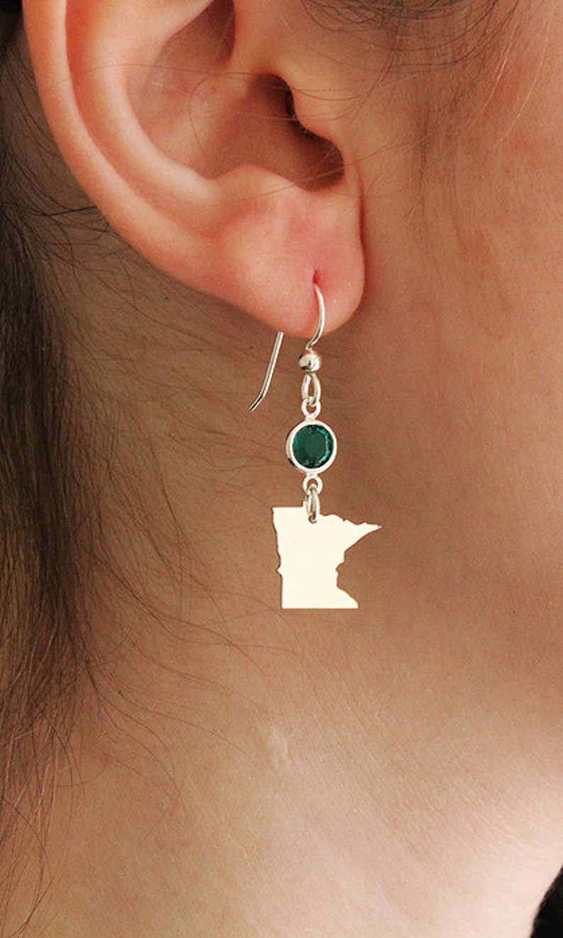 CHOOSE STATE & BIRTHSTONE earrings state with birthstone All | Etsy