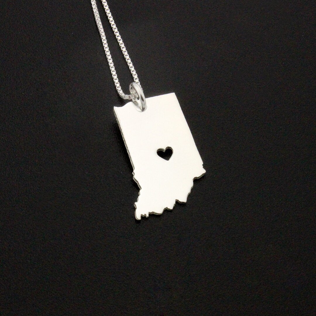 Indiana State Necklace Personalized Indiana Sterling Silver Name ...