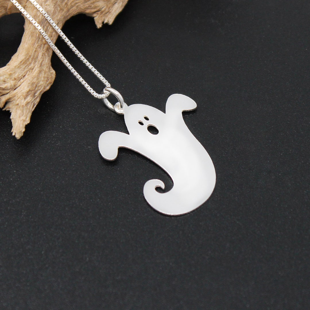 Halloween Ghost Necklace Funny Face Scary Face Sterling Silver Pendant ...