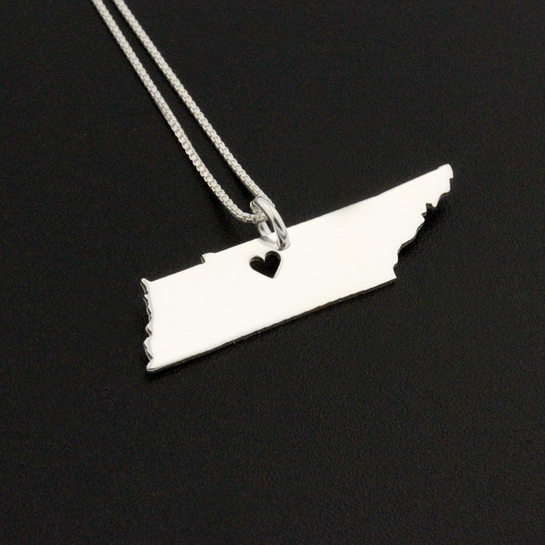 Sterling Silver Tennessee State Necklace, Hometown Gift, Engraved - Etsy