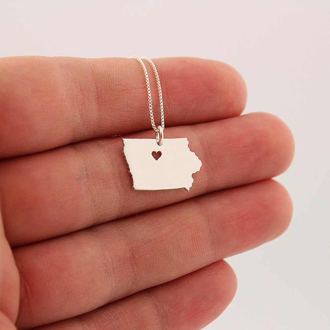 Iowa Necklace Engrave Personalized Sterling Silver Iowa State - Etsy