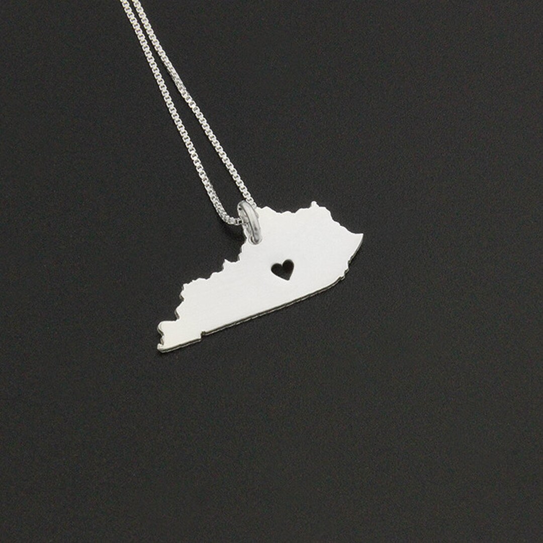 Sterling Silver Kentucky State Necklace: Personalized Engraved Pendant ...