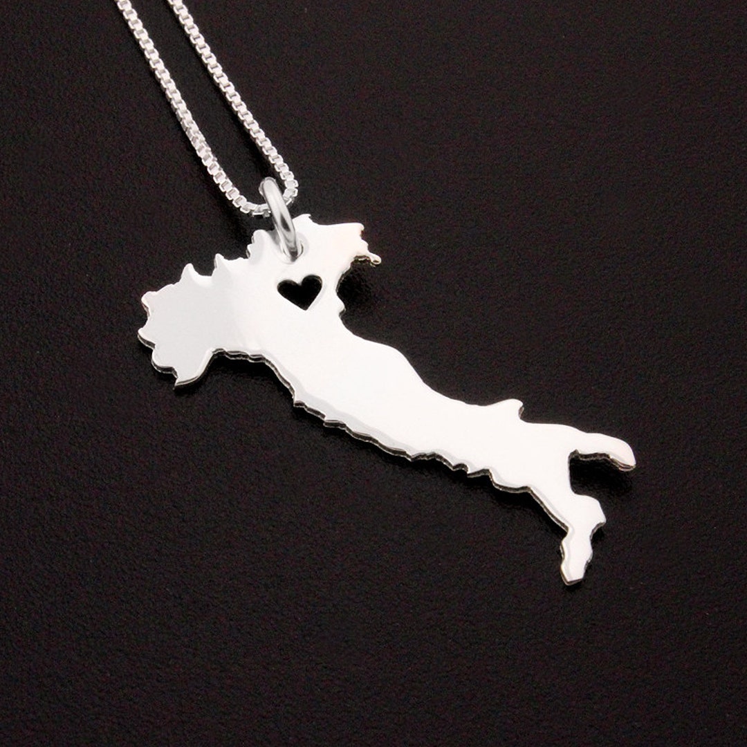 Italy Necklace Sterling Silver Personalized I Love Italy Country ...