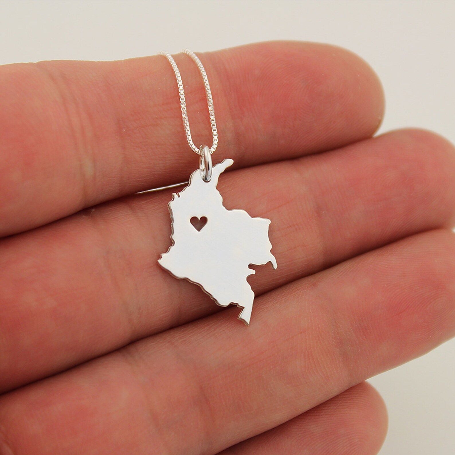 Colombia Necklace Sterling Silver I Love Colombia Country - Etsy