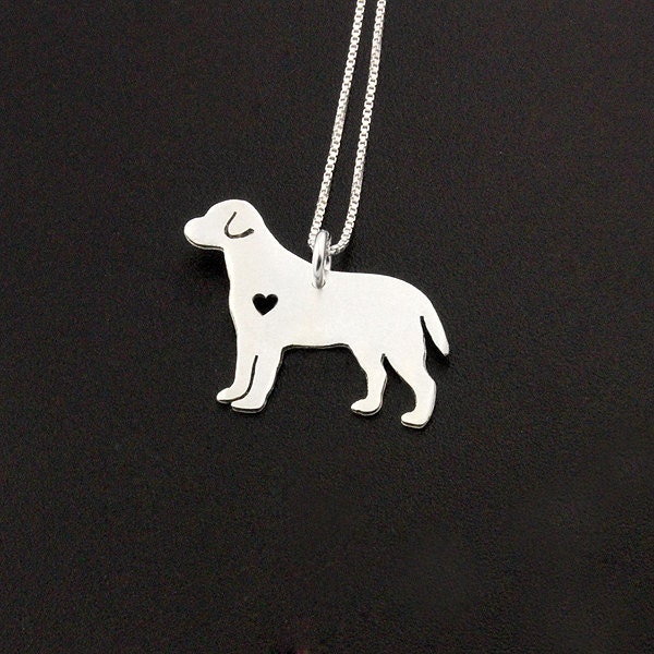 Labrador dog sterling silver necklace with heart cutout dog | Etsy