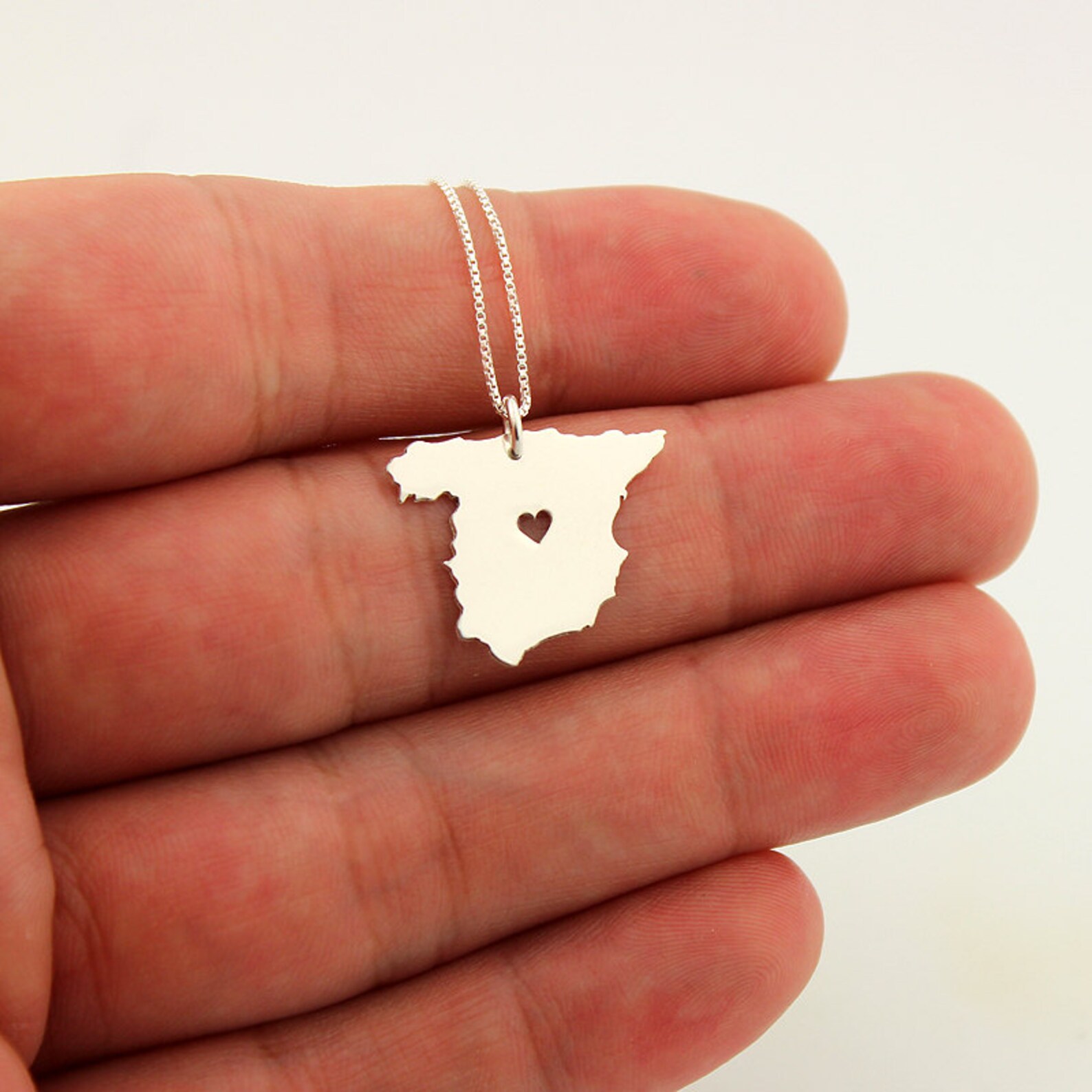 Spain Necklace Personalized Sterling Silver I Love Spain | Etsy