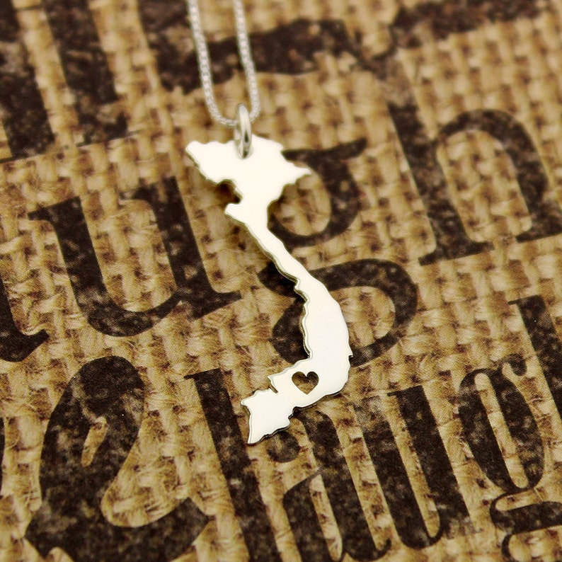 Vietnam Necklace Sterling Silver Personalized I Love Vietnam - Etsy