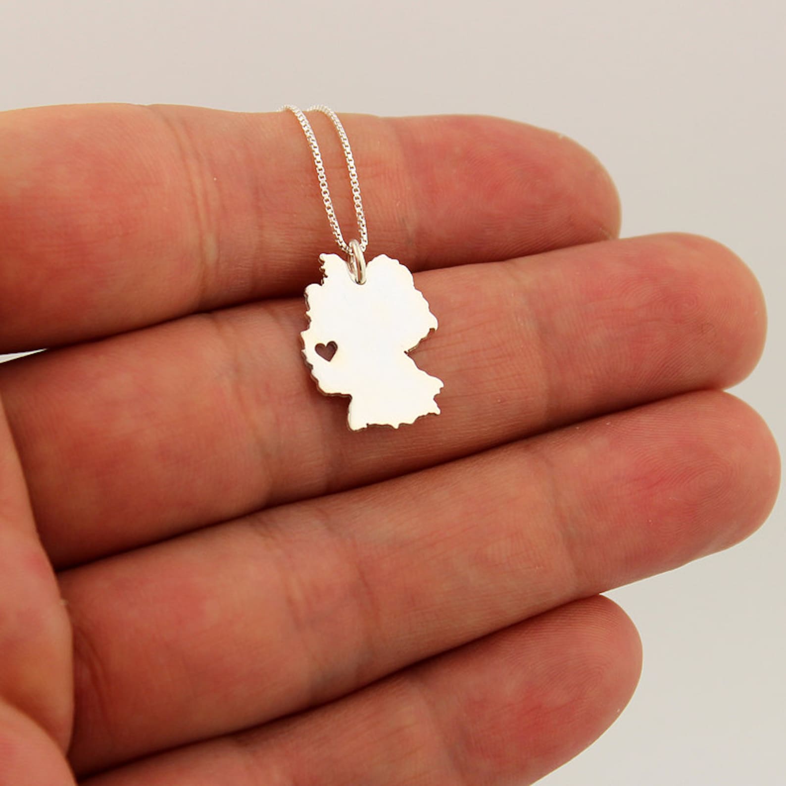 Germany Necklace Personalized Sterling Silver I Love Germany | Etsy