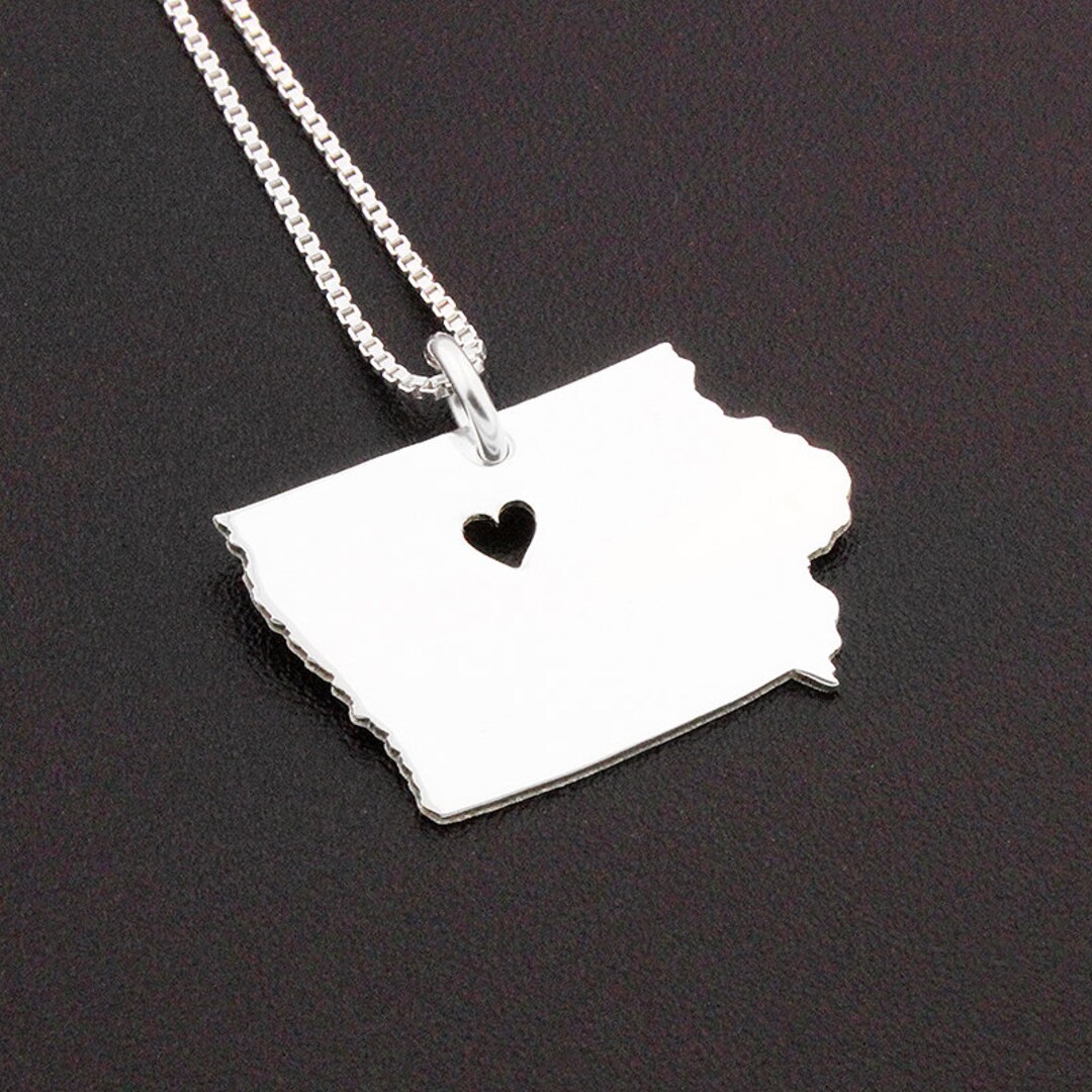 Iowa Necklace Engrave Personalized Sterling Silver Iowa State Necklace ...