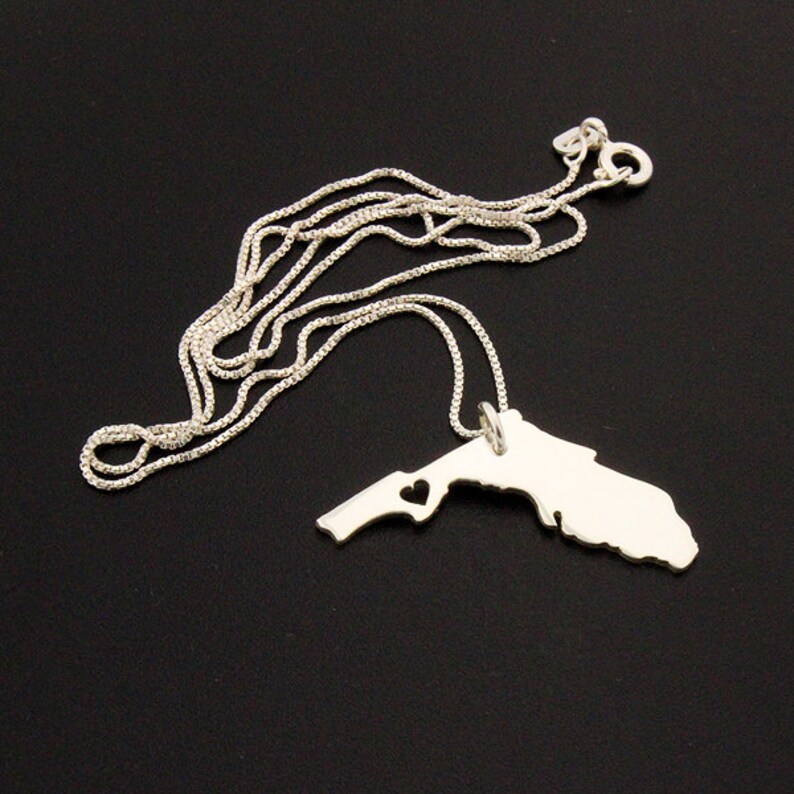 Personalized Florida State Necklace, Sterling Silver Hometown Gift - Etsy