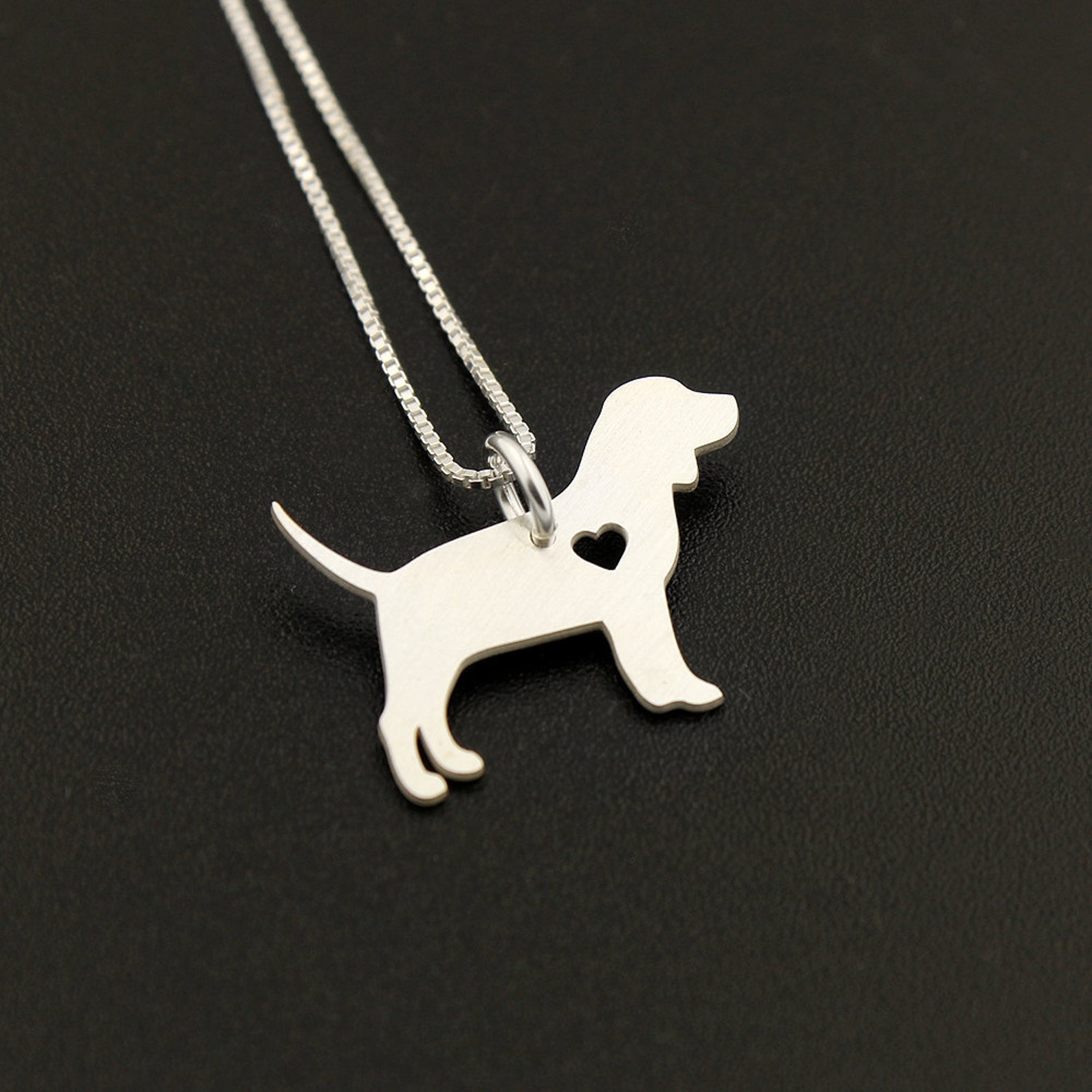 Beagle Necklace Sterling Silver Dog Breeds Pendant W/ Heart - Etsy