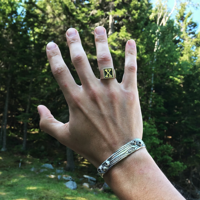Large Traditional X Signet Ring in Sterling Silver - Etsy