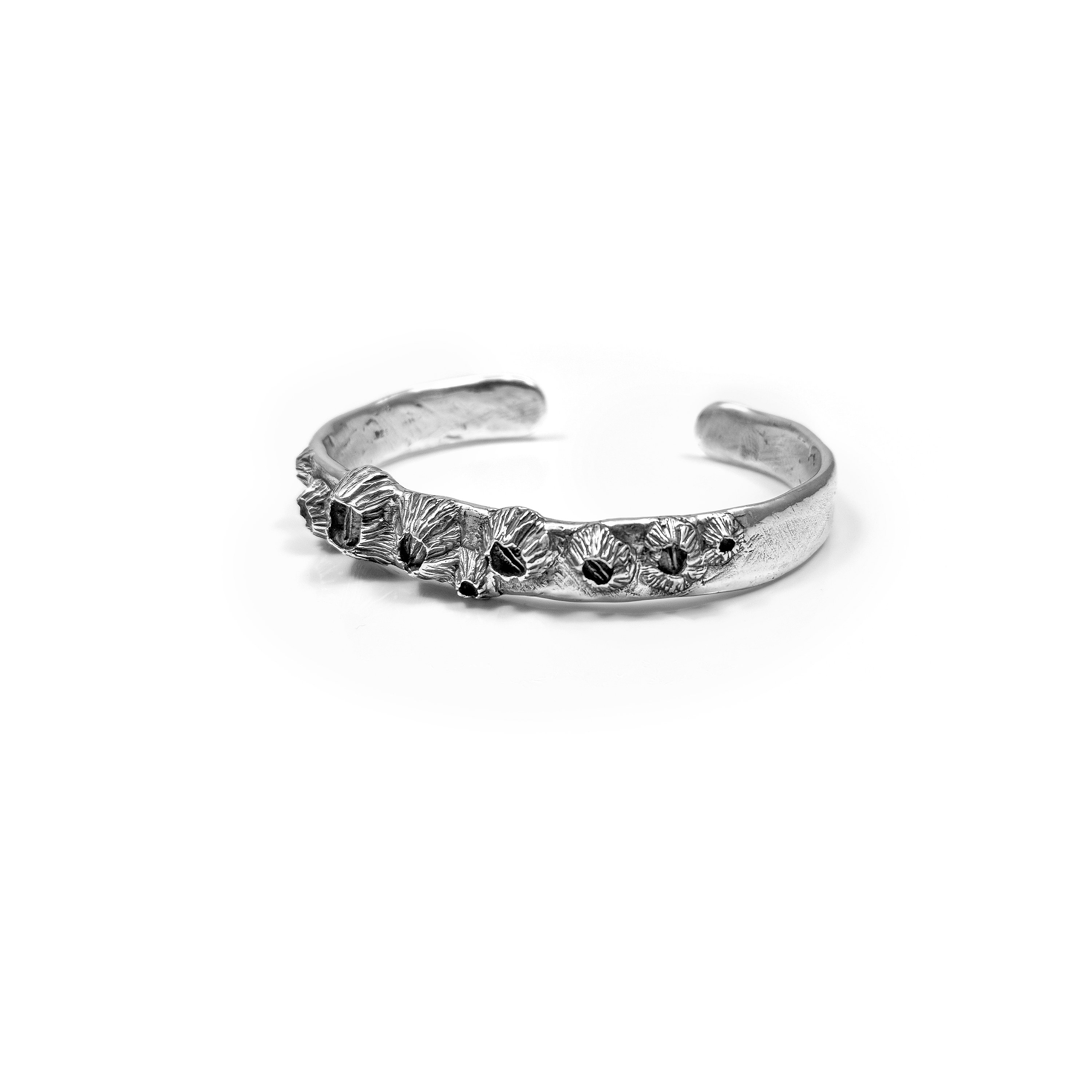 Large Sterling Silver Barnacle Textured Cuff - Etsy