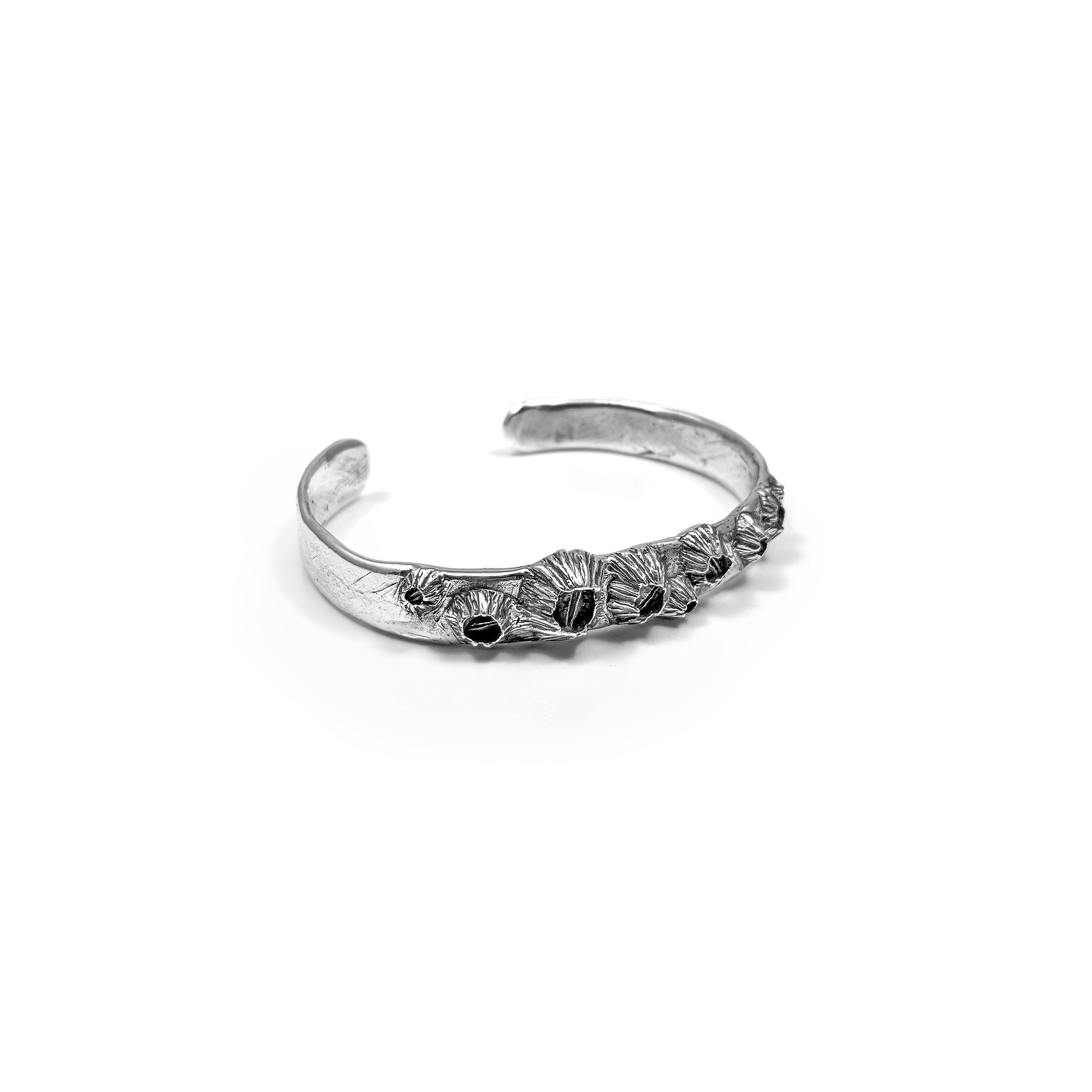 Large Sterling Silver Barnacle Textured Cuff - Etsy