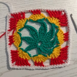 Crochet Pattern Cannabis Granny Square | PDF Download | Pot Leaf ...