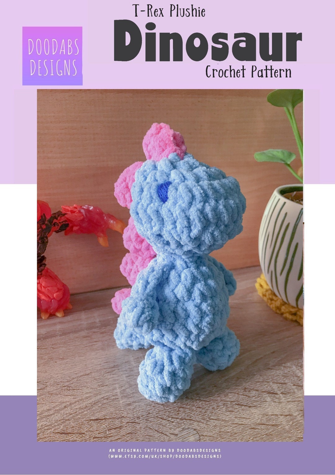 Crochet Pattern Dinosaur T Rex Pattern Dinosaur Doll Instant PDF ...