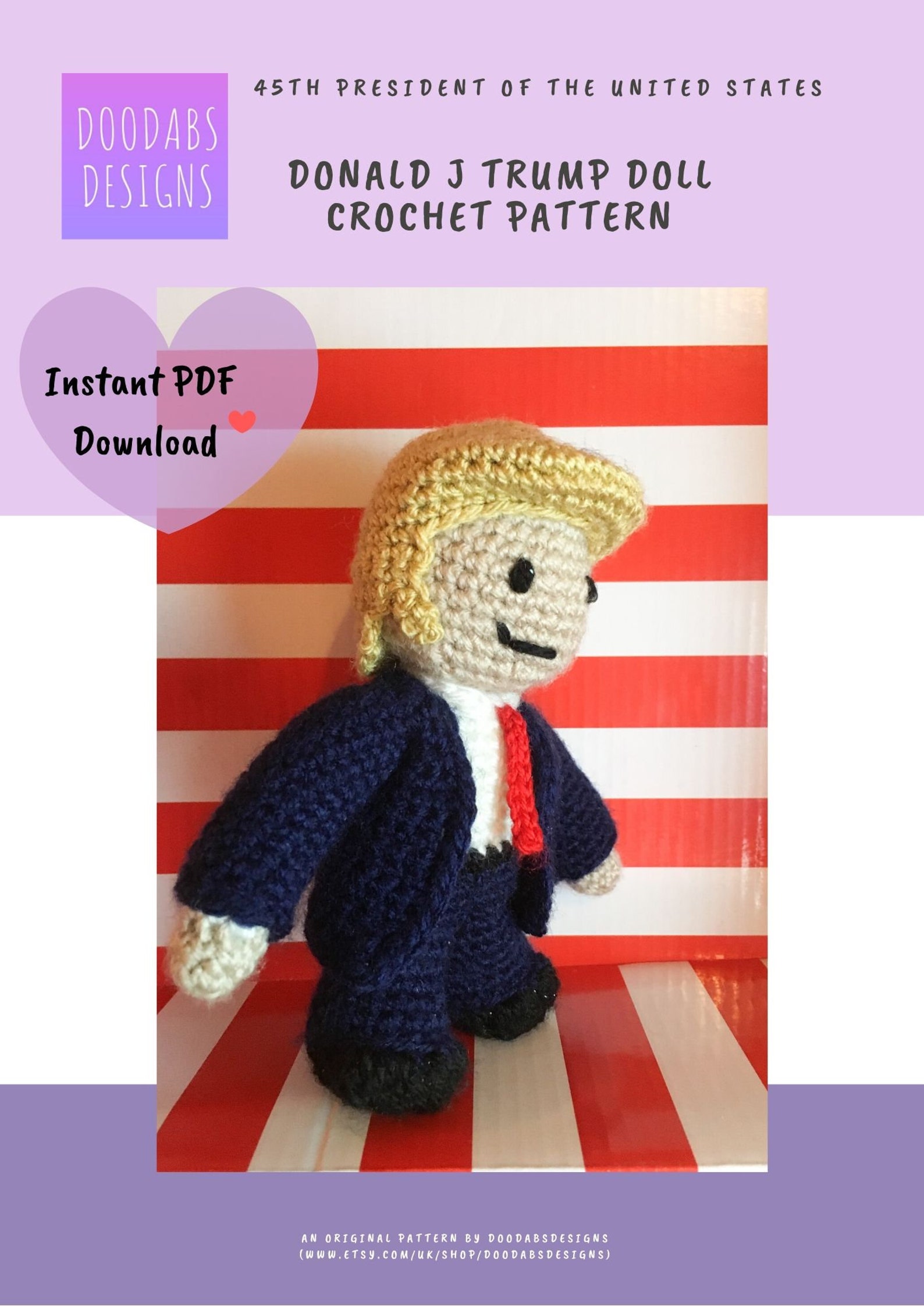 Donald Trump Doll Crochet Pattern POTUS 45 Instant PDF - Etsy UK