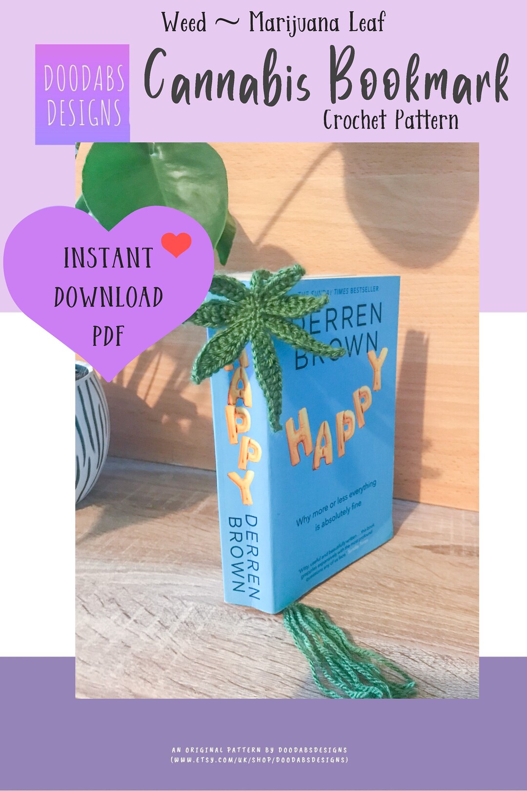 Crochet Pattern Bookmark Cannabis Weed Marijuana Crochet - Etsy
