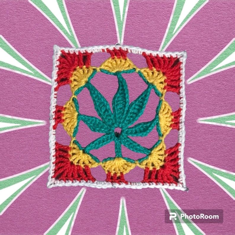 Crochet Pattern Cannabis Granny Square | PDF Download | Pot Leaf ...