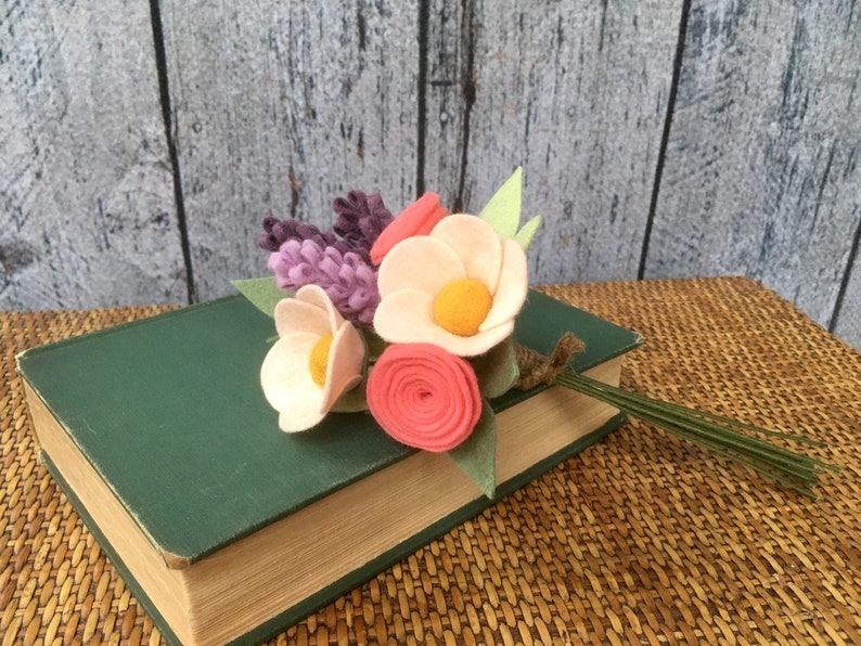 Spring Felt Flower Bouquet Lavender and Coral Choose With or - Etsy