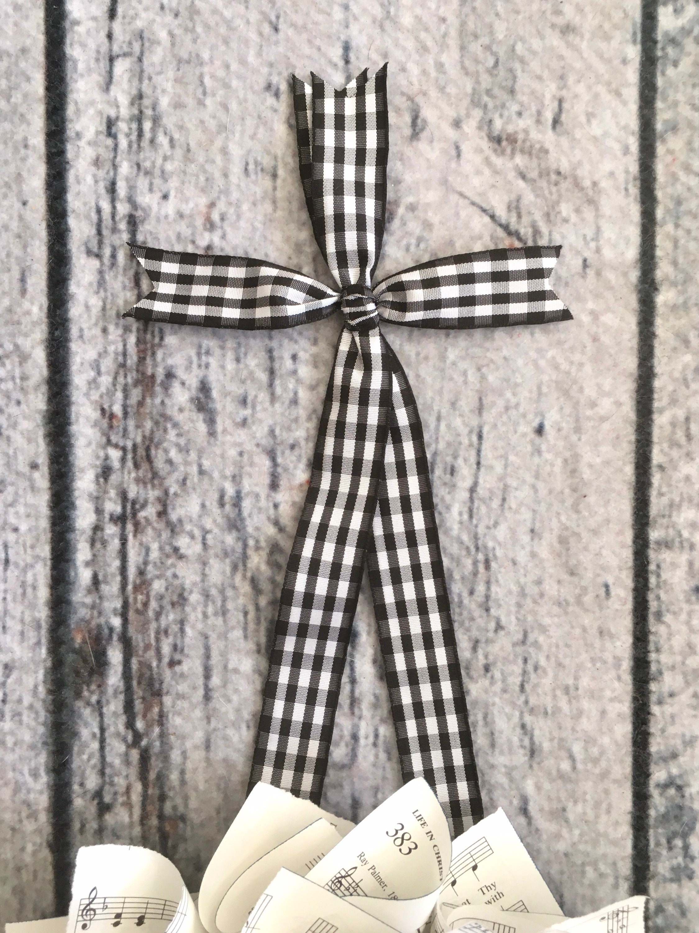 Christmas Wreath Black & White Gingham Ribbon Nostalgic - Etsy