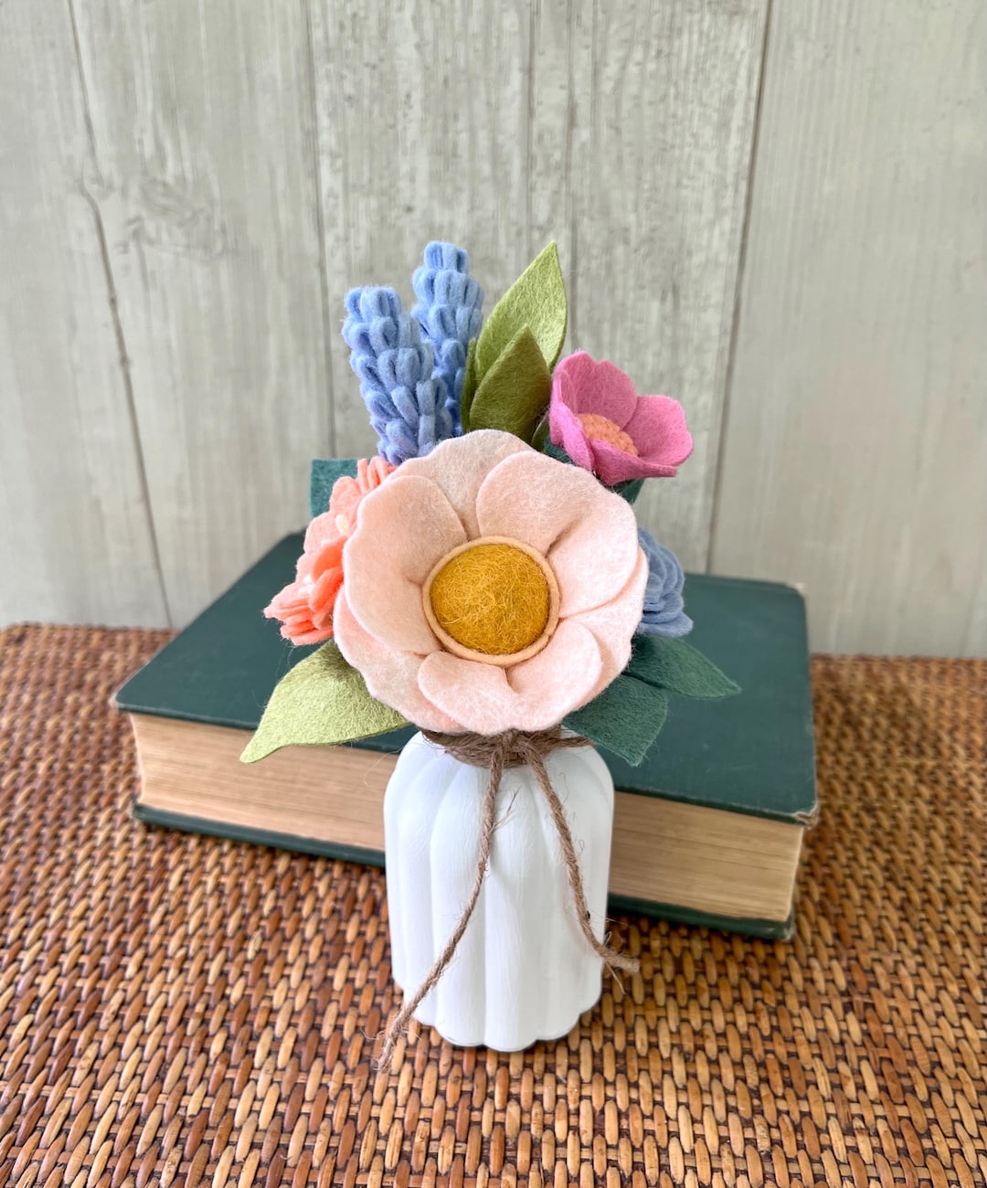 Spring Felt Flower Bouquet, Peach, Pink, Periwinkle, Choose With or ...