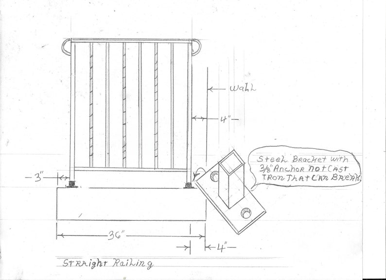 Horizontal Straight Railing [ One Side per Order ] 2' to 4' Landing - Etsy