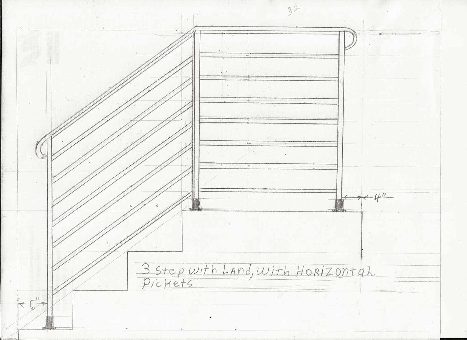 Railing for Steps With 3 Step and 2 Ft to 4 Ft. Landing & - Etsy