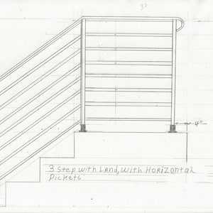 Railing for Steps , With 3 Step and 2 Ft to 4 Ft. Landing & Horizontal ...
