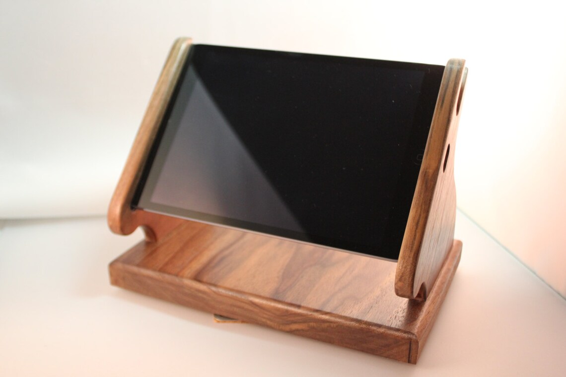 Black Walnut Ipad Mini Stand With Swivel Base for Square and - Etsy Norway