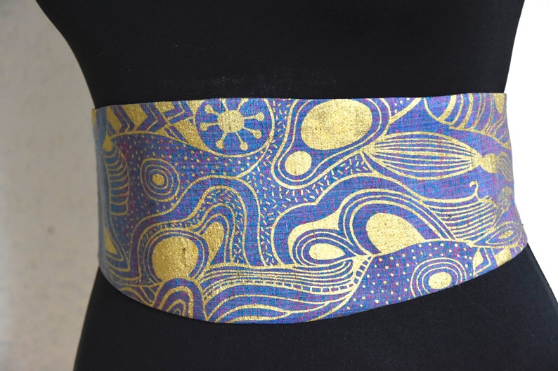 Purple Gold and Olive Silk Reversible Stretch Obi Belt - Etsy