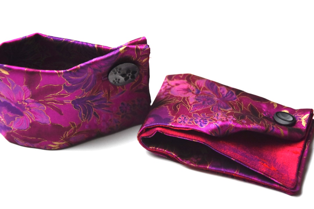 Pair of Reversible Cuffs With Cuff Links, Printed Pink Velvet Silk and ...