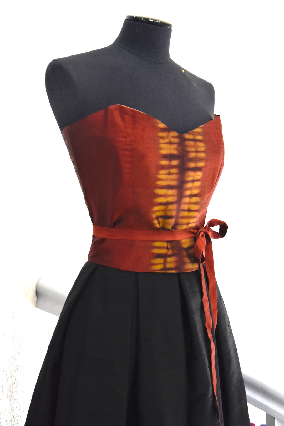 Silk Bustier Size 40 EU Copper With Silk Ribbon and Metal - Etsy