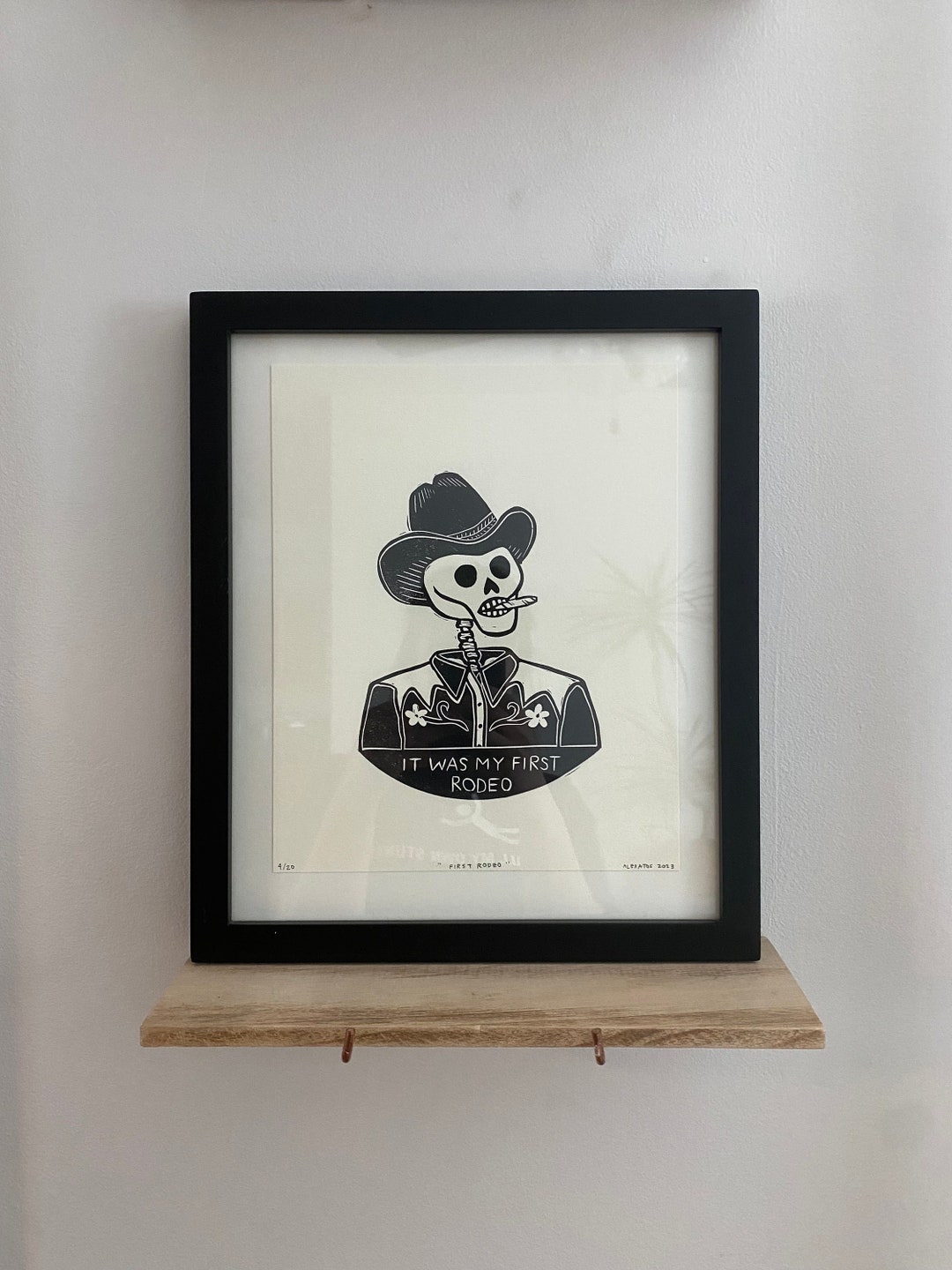 Hand-pulled Linocut Print, Cowboy Skull, Western Art (8x10) - Etsy