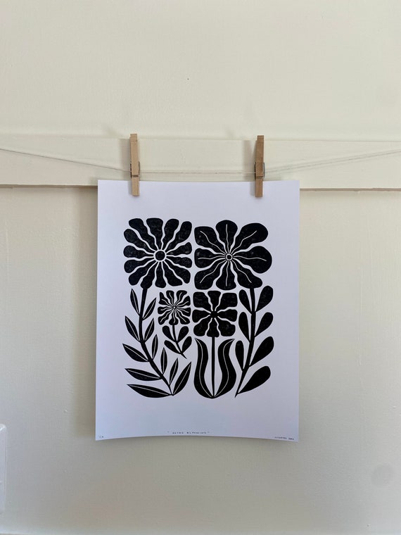 Flower Linoleum Block Prints