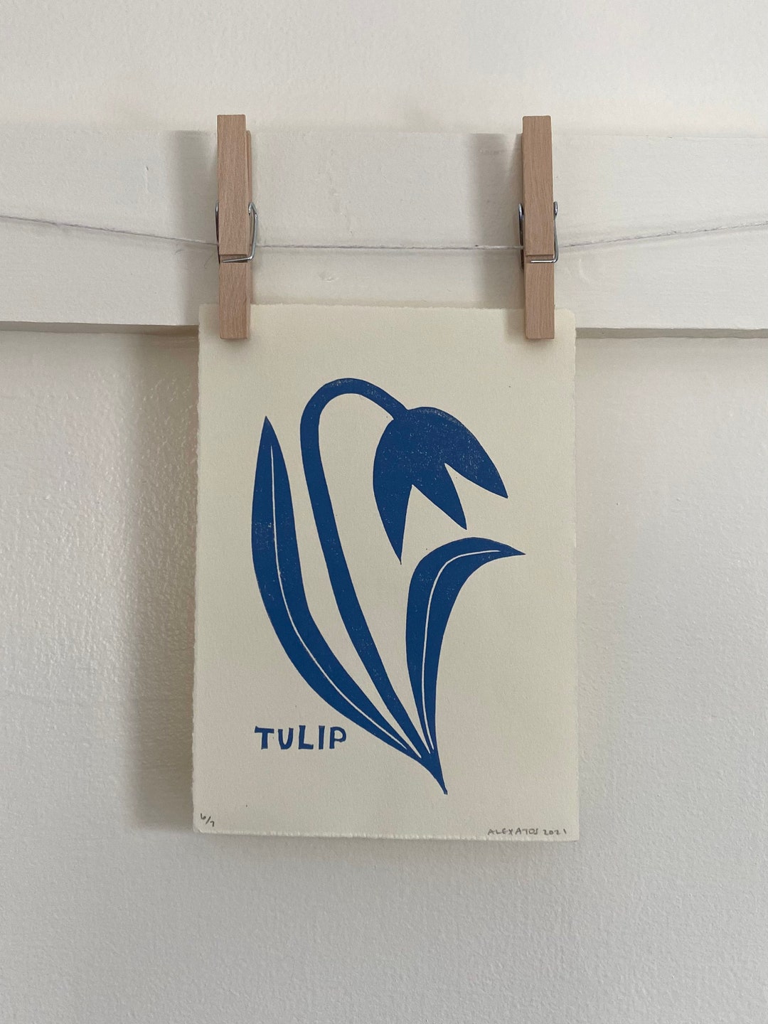 Tulip Block Printed Linocut Hand Printed Botanical Print - Etsy