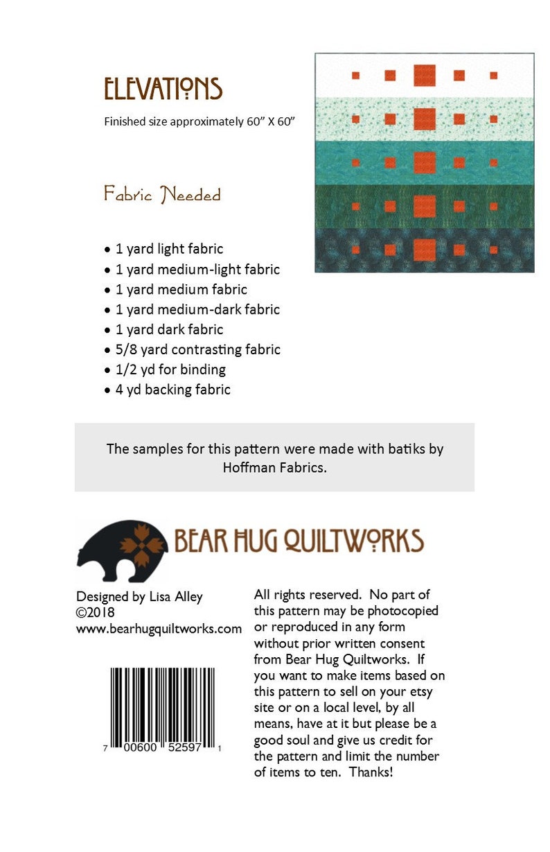 Elevations Quilt Pattern - Etsy