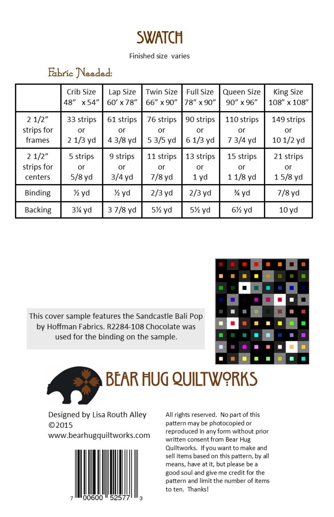 Swatch Quilt Pattern - Etsy