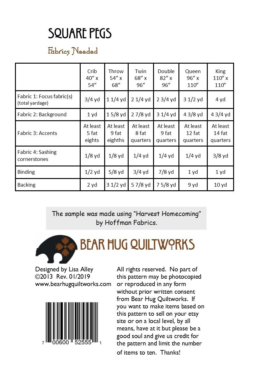 Square Pegs Quilt Pattern - Etsy