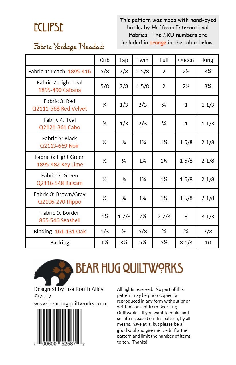 Eclipse Quilt Pattern - Etsy