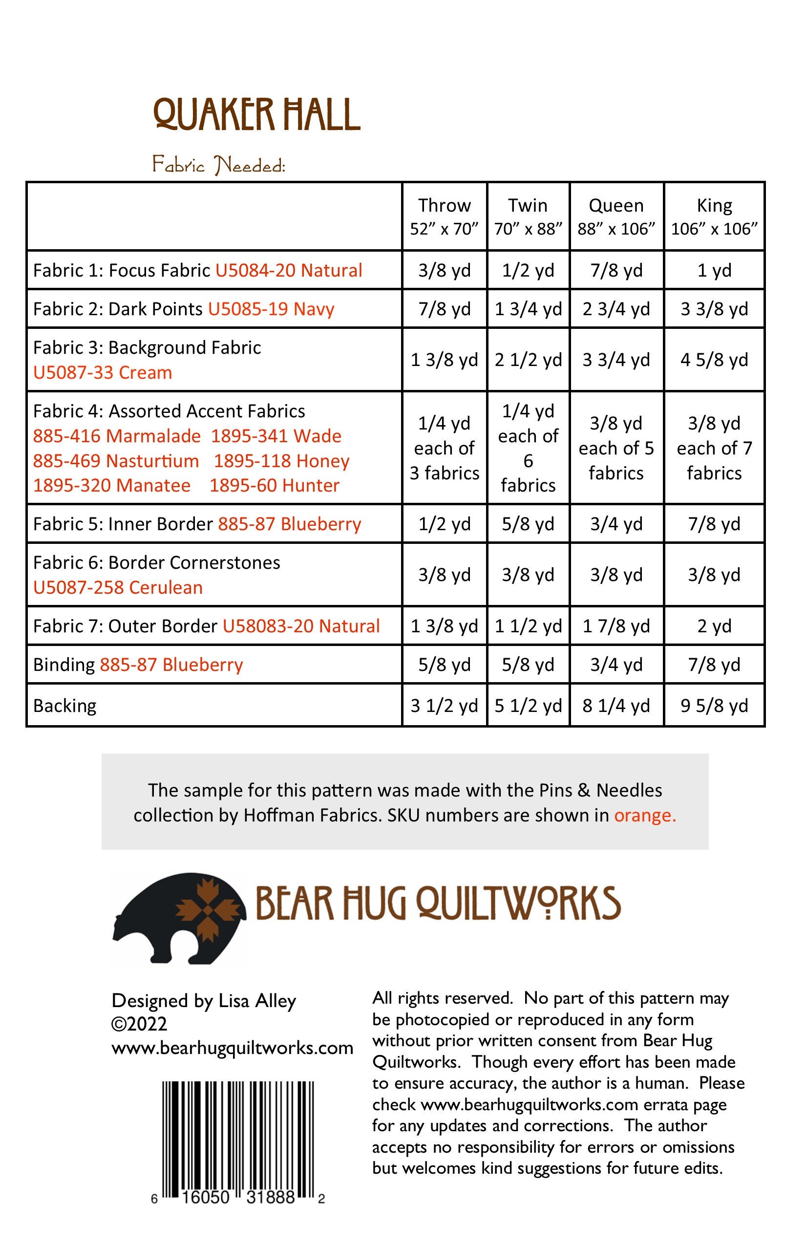 Quaker Hall Quilt Pattern - Etsy